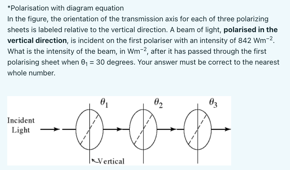 Solved *Polarisation with diagram equation In the figure, | Chegg.com
