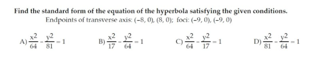 Solved Find the standard form of the equation of the | Chegg.com