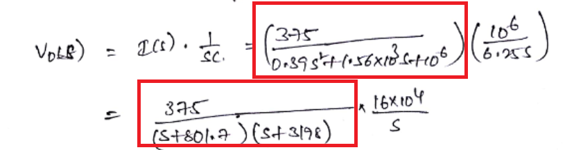 Solved 0.39s2+1560s+106=(s+801.7)(s+3198)V0LS)=I(S)⋅SC1=(0.3 | Chegg.com