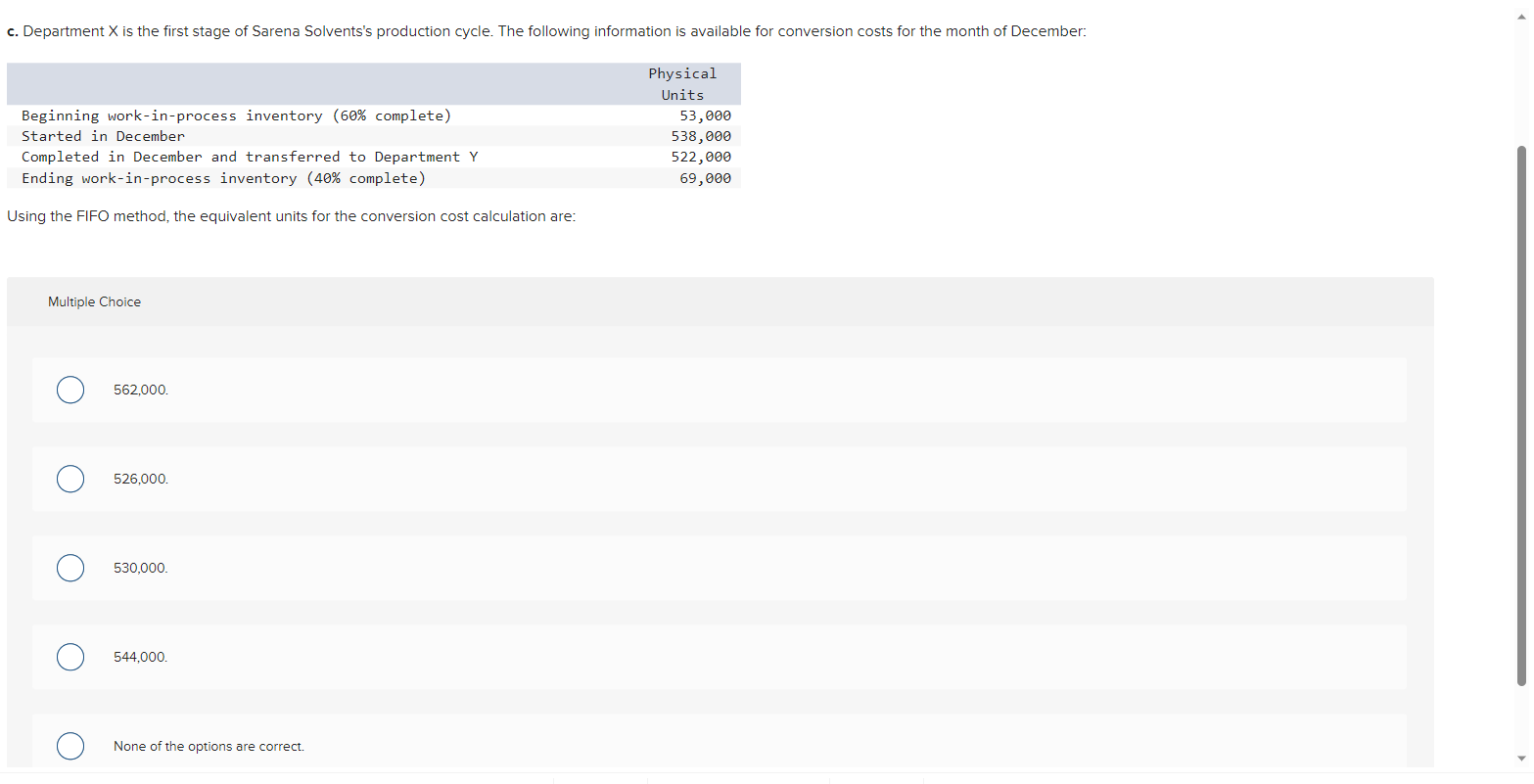 Solved Using the FIFO method, the equivalent units for the | Chegg.com