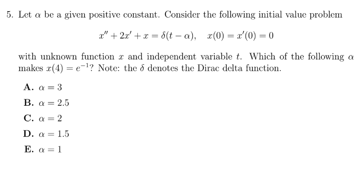 Solved Let α ﻿be a given positive constant. Consider the | Chegg.com