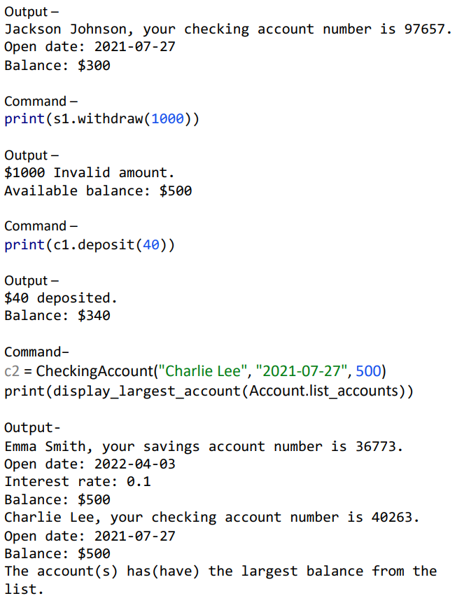 Solved The Account class is a superclass (base class). | Chegg.com