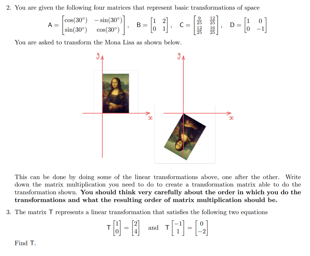 Solved You are given the following four matrices that | Chegg.com