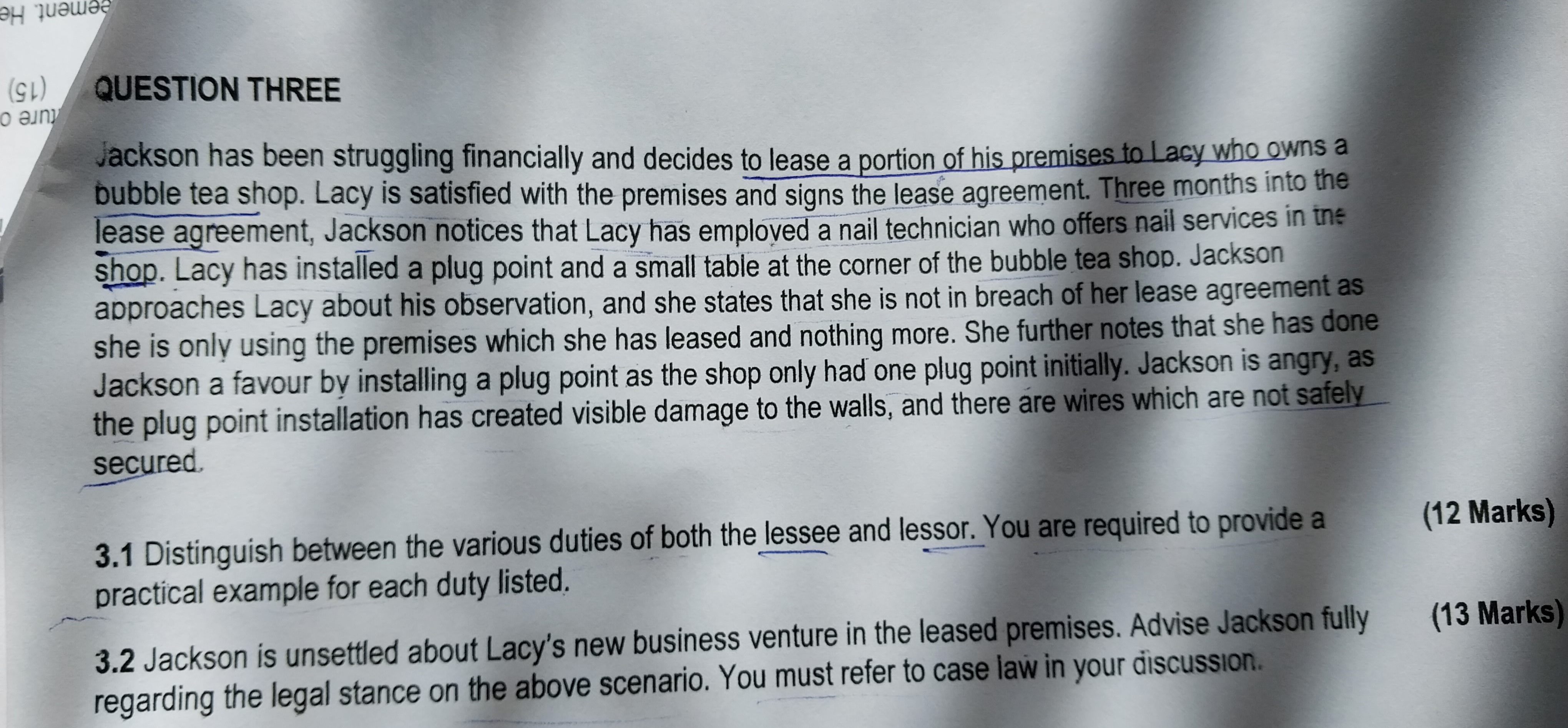 Solved QUESTION THREE Jackson has been struggling | Chegg.com