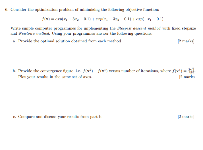 6. Consider the optimization problem of minimizing | Chegg.com