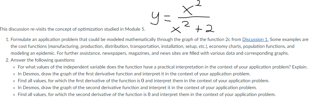 his discussion re-visits the concept of optimization | Chegg.com