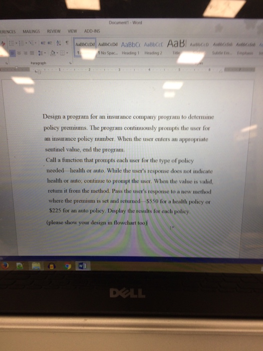 Solved Document1 Word ERENCES MAILINGS REVIEW VIEW ADD-INS | Chegg.com