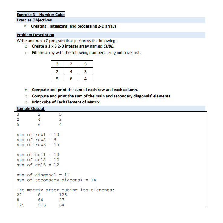 Solved Exercise 3 - Number Cube Exercise Objectives | Chegg.com Solved Exercise 3 - Number Cube Exercise Objectives | Chegg.com
