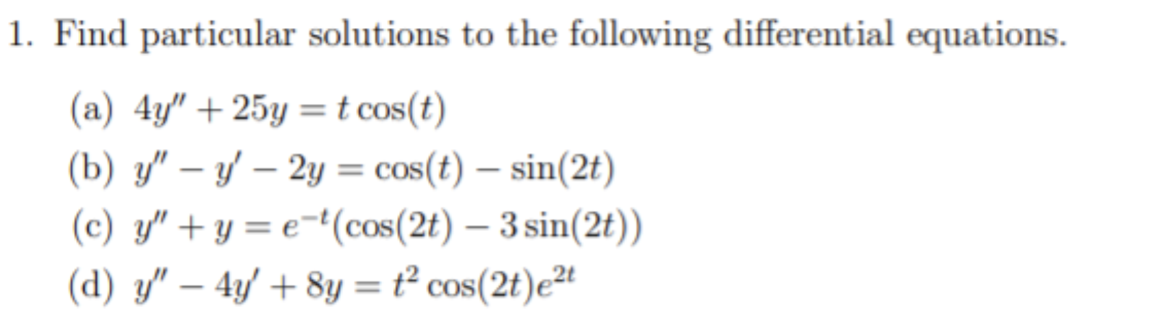 Solved Solve using the real method of undetermined | Chegg.com