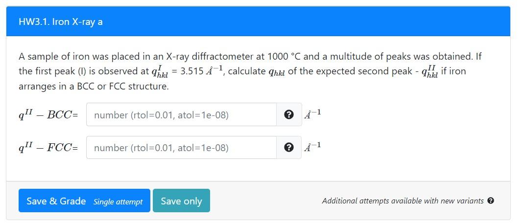 Solved HW3.1. Iron X-ray a A sample of iron was placed in an | Chegg.com