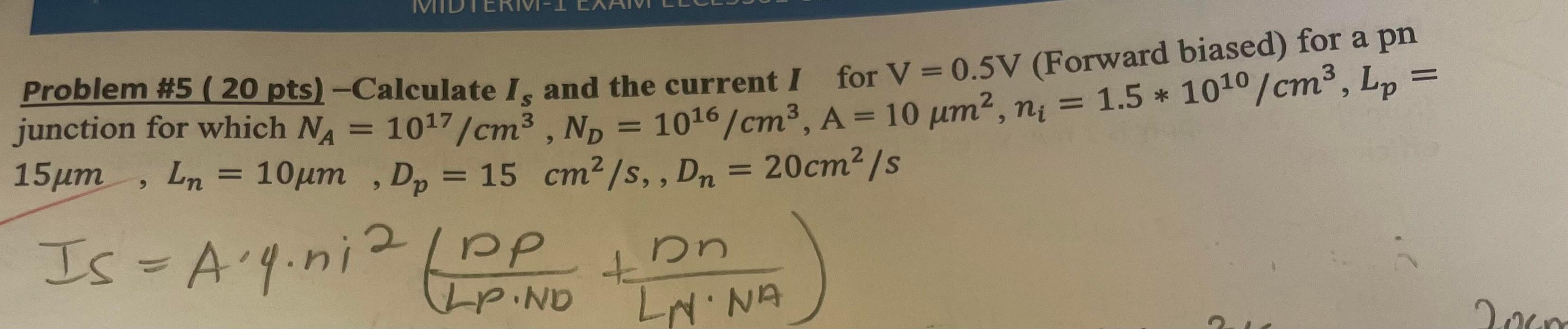 Solved Problem \#5 (20pts)− Calculate Is and the current I | Chegg.com