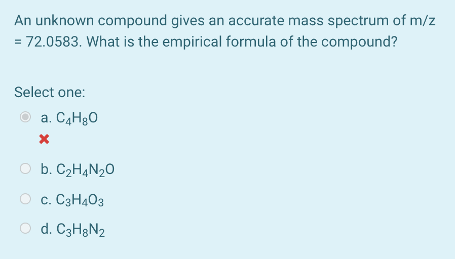 Solved An unknown compound gives an accurate mass spectrum | Chegg.com