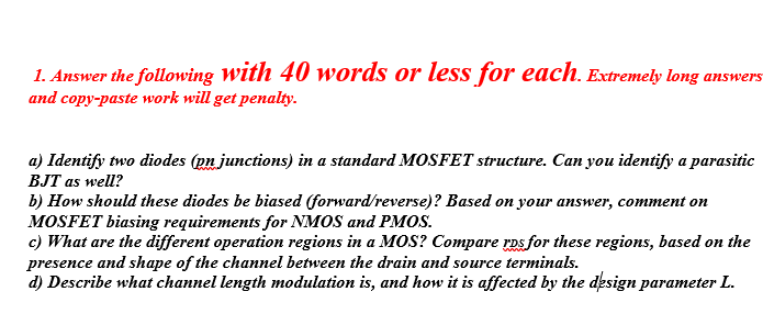 1. Answer the following with 40 words or less for | Chegg.com