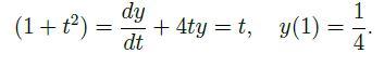 Solved (1+t2)=dtdy+4ty=t,y(1)=41 | Chegg.com