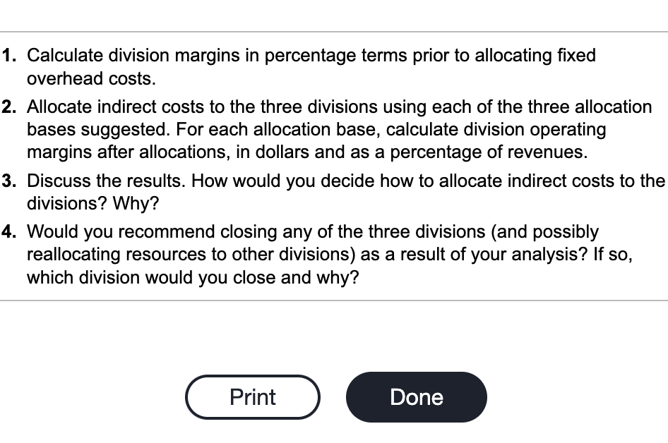 Solved Requirement 1. Calculate division margins in | Chegg.com