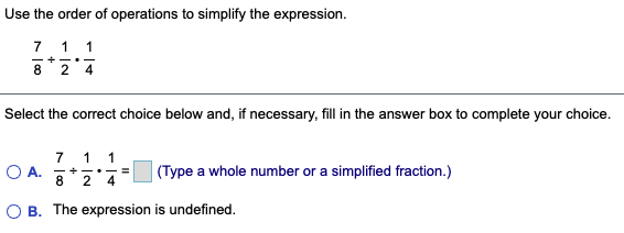 Solved Use the order of operations to simplify the | Chegg.com