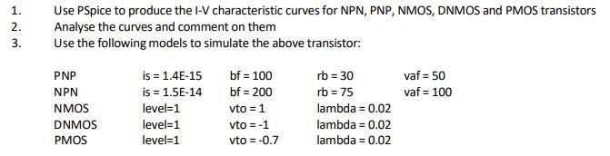 Solved Part 1: 1. Use PSpice to produce the I-V | Chegg.com