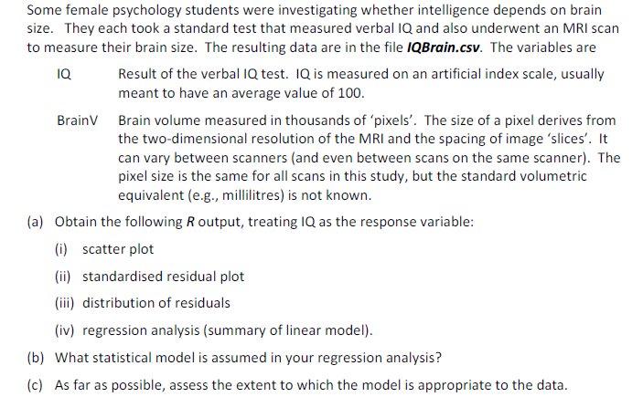 Solved Some female psychology students were investigating | Chegg.com