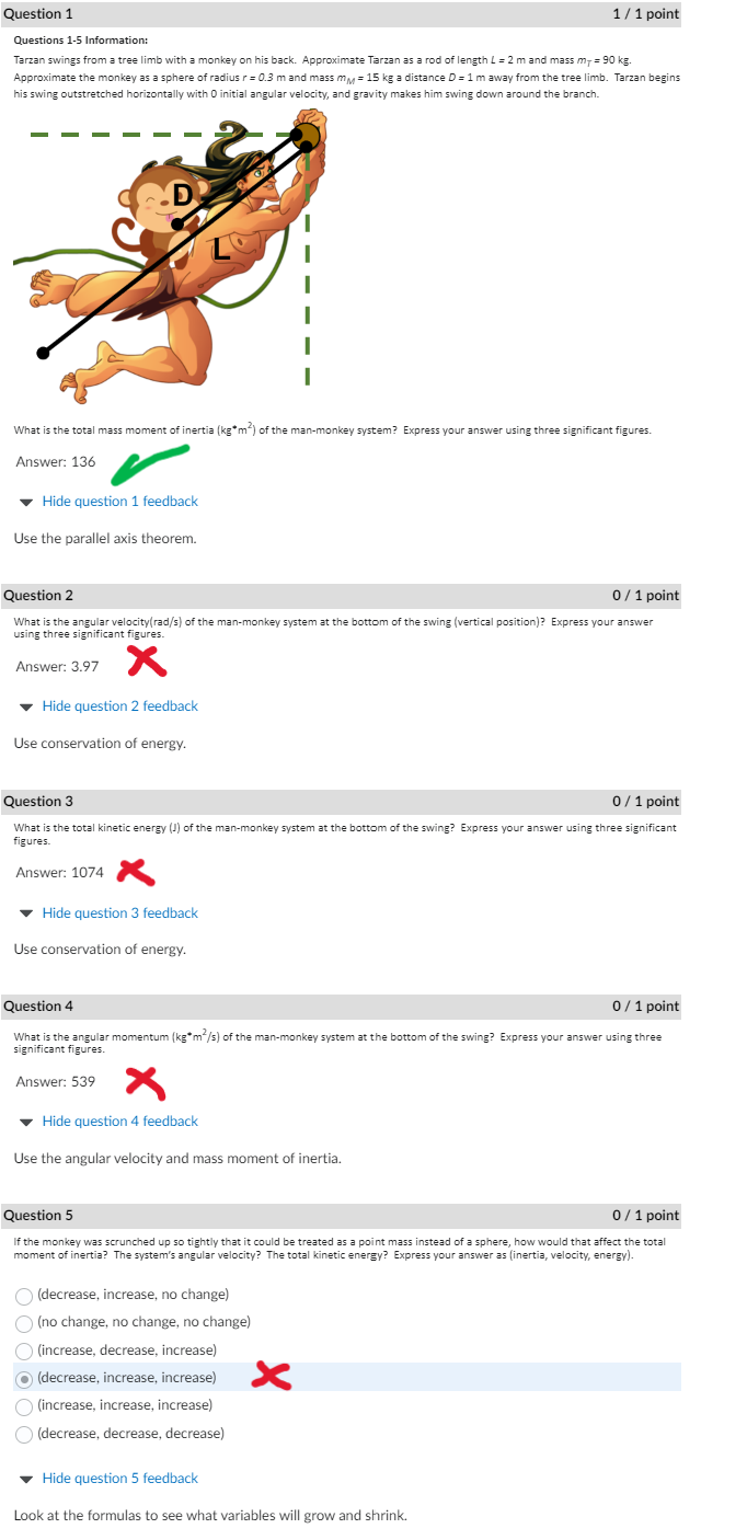 Solved Tarzan swings from a tree limb with a monkey on his | Chegg.com