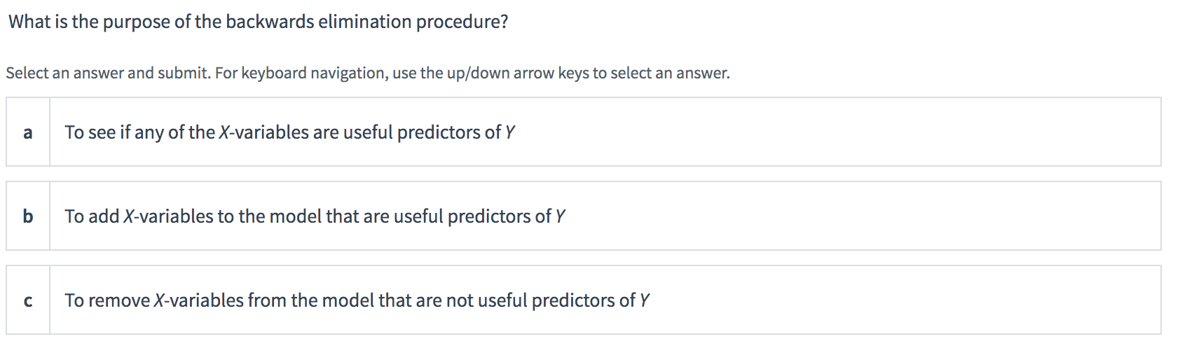 Solved What is the purpose of the backwards elimination | Chegg.com