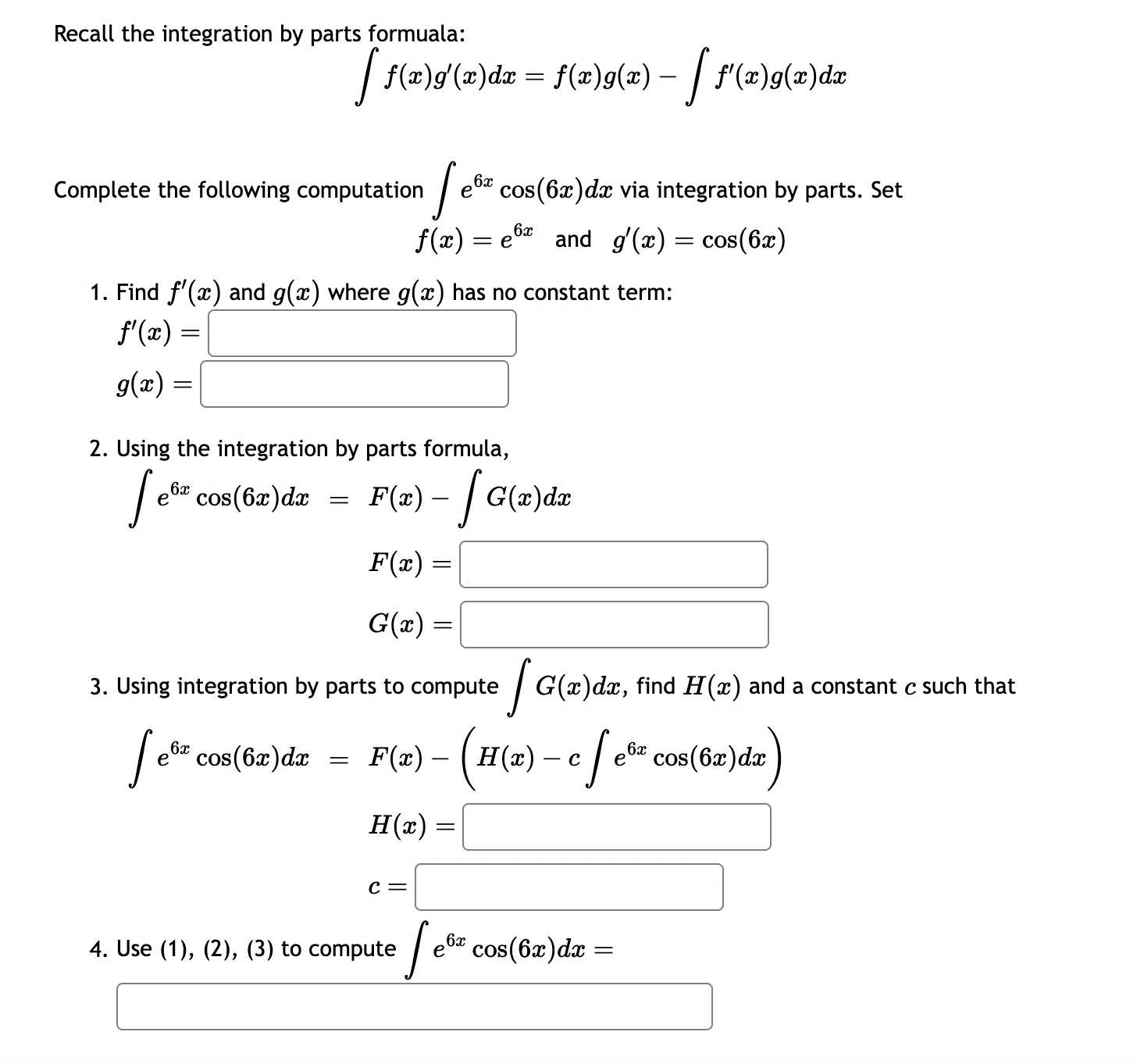 Solved Recall the integration by parts | Chegg.com