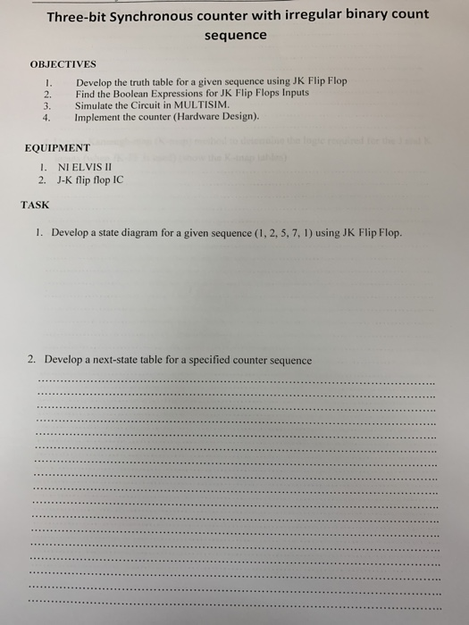 Solved Three-bit Synchronous counter with irregular binary | Chegg.com