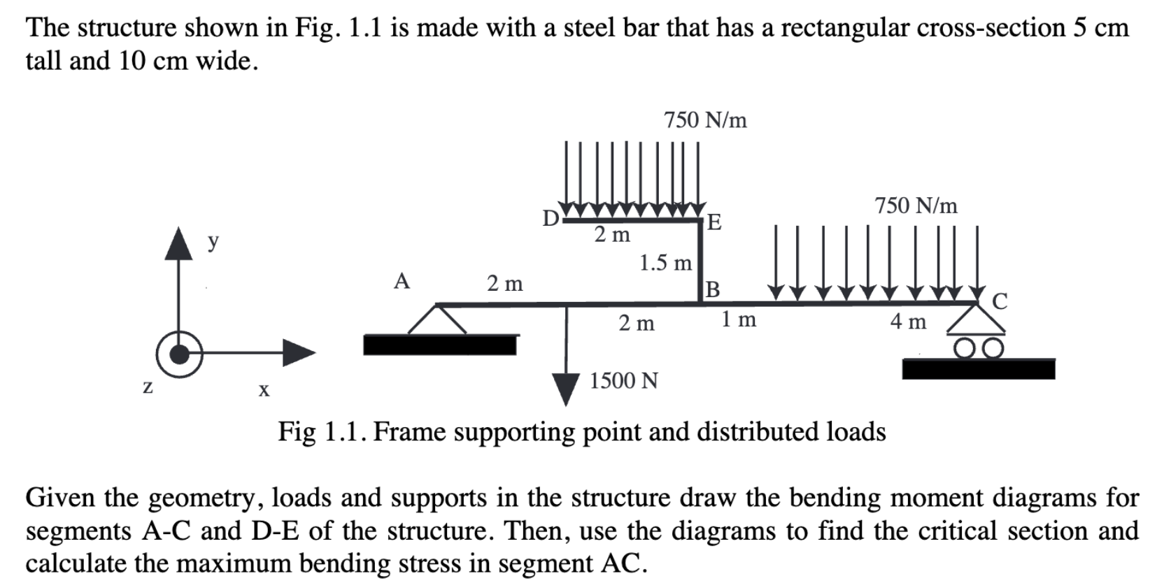 Solved The structure shown in Fig. 1.1 is made with a steel | Chegg.com