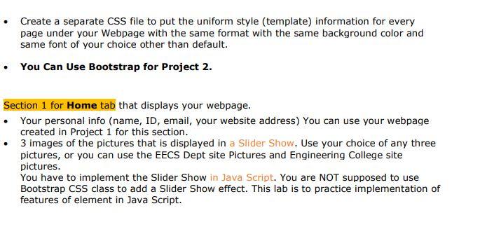 Solved Problem 1 Create your personal webpage in index.html | Chegg.com