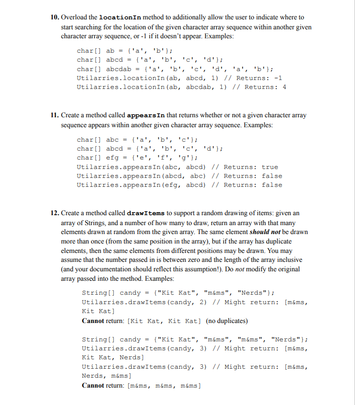 Solved 10. Overload the locationIn method to additionally | Chegg.com