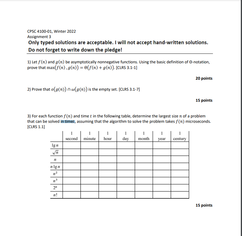 Solved Cpsc 4100 01 Winter 2022 Assignment 3 Only Typed 