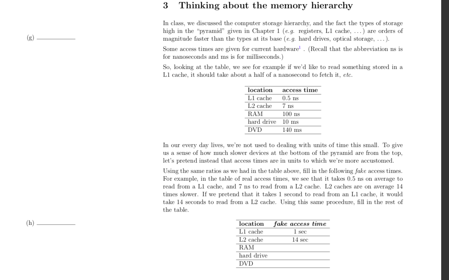 Solved 3 Thinking about the memory hierarchy In class, we | Chegg.com