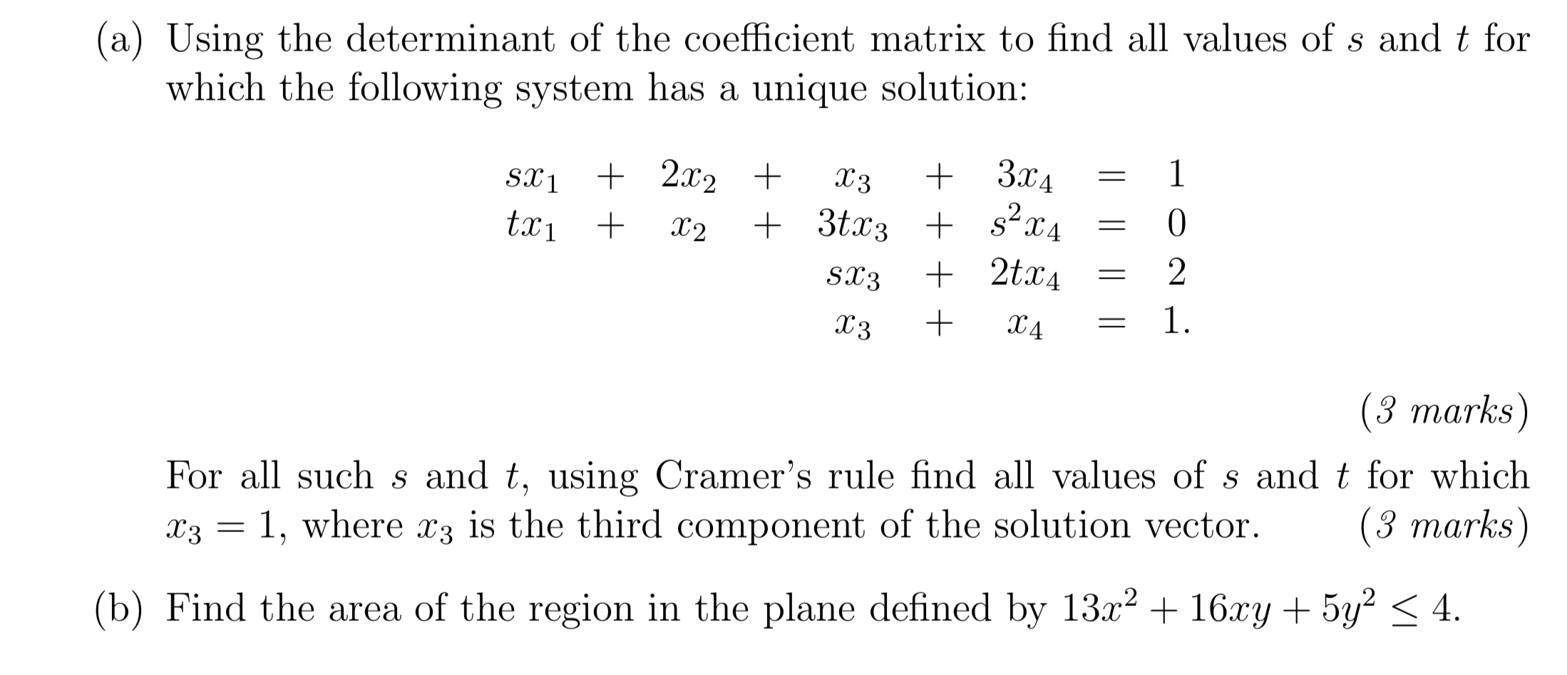 (a) Using the determinant of the coefficient matrix | Chegg.com