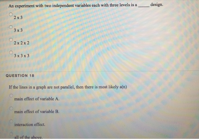 Solved An experiment with two independent variables each | Chegg.com