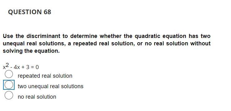 Solved Use the discriminant to determine whether the | Chegg.com