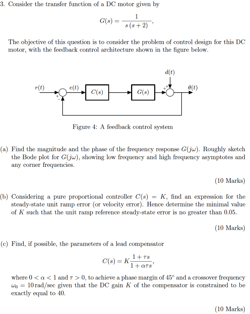 Solved Consider the transfer function of a DC motor given by | Chegg.com