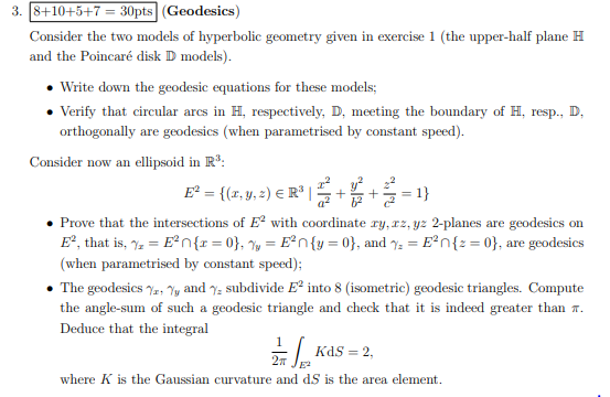 Solved 8+10+5+7=30pts (Geodesics) Consider the two models | Chegg.com