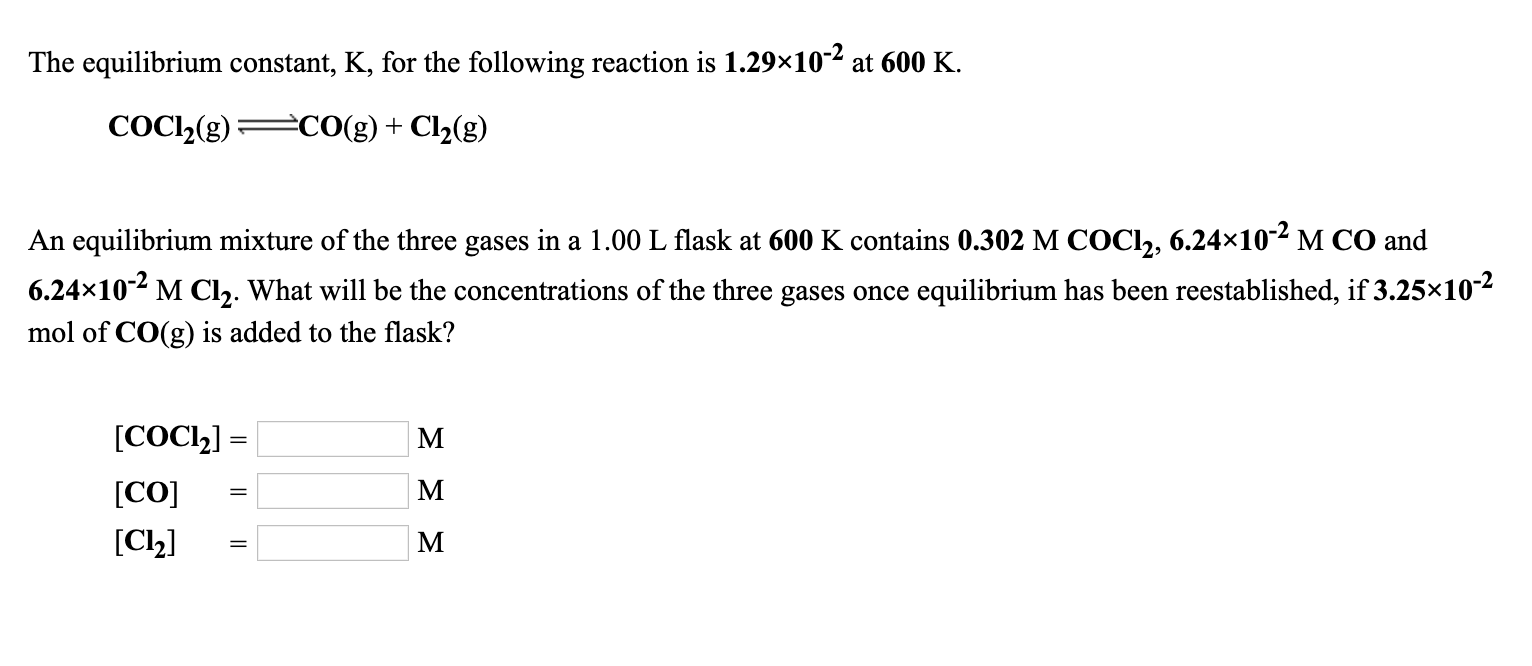 Solved The Equilibrium Constant K For The Following Chegg solved-the-equilibrium-constant-k-for-the-following-chegg