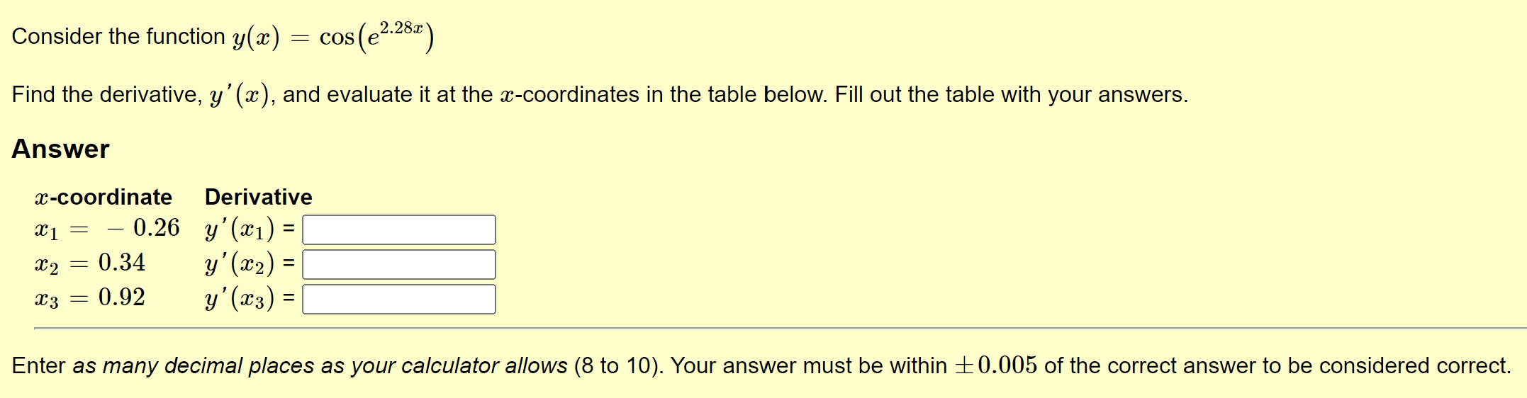 Solved Consider the function \\( y(x)=\\cos \\left(e^{2.28 | Chegg.com