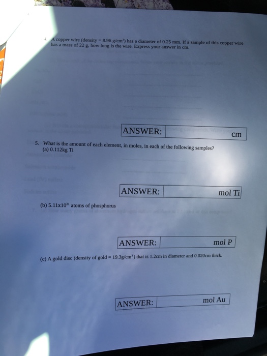 Solved A copper wire (density- 8.96 g/cm2) has a diameter of | Chegg.com