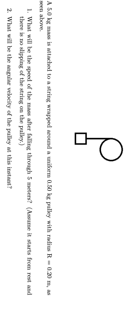 Solved A 5.0 kg mass is attached to a string wrapped around | Chegg.com