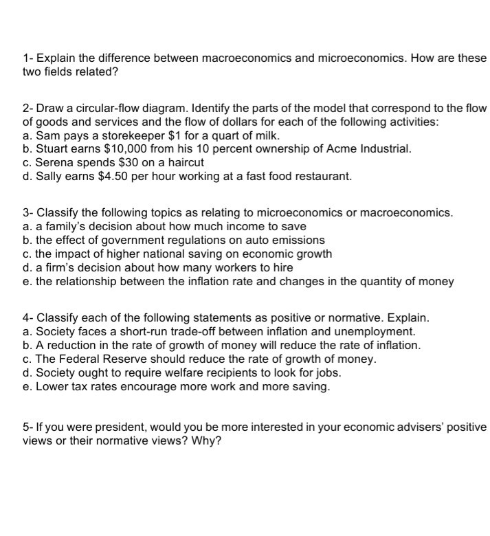Solved 1- Explain the difference between macroeconomics and | Chegg.com