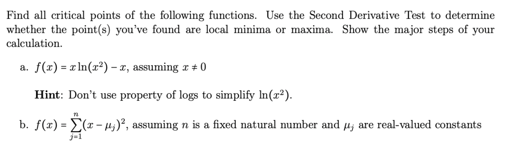 Solved Find all critical points of the following functions. | Chegg.com