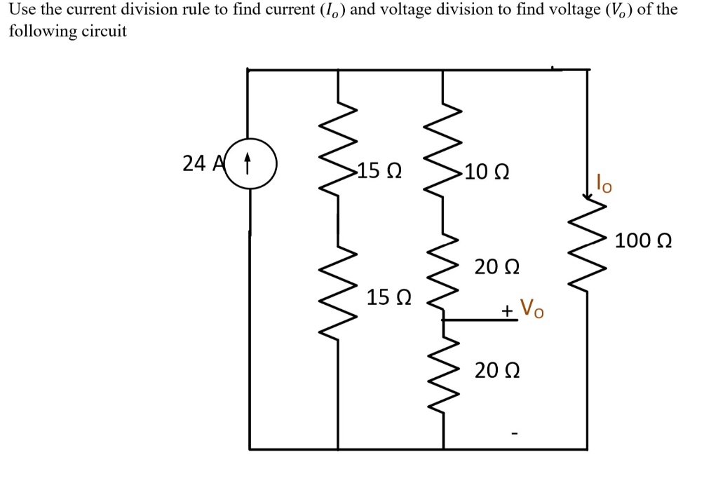 Solved Use the current division rule to find current (Io) | Chegg.com