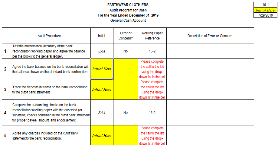 In this mini-case you will audit and evaluate | Chegg.com