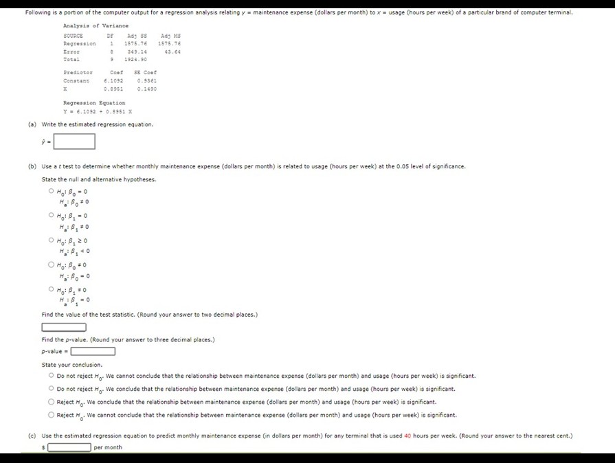 Solved (a) ﻿Write the estimated regression | Chegg.com