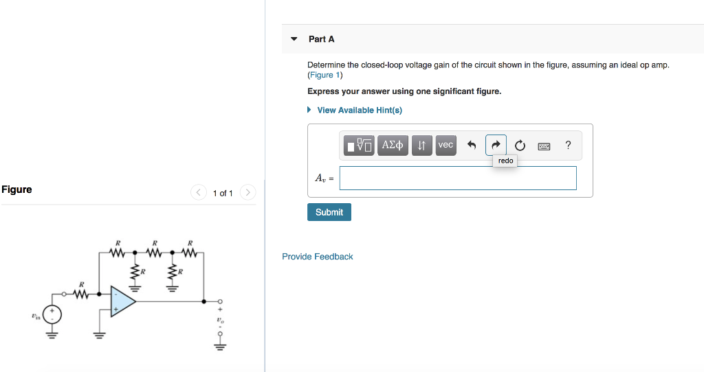 Solved Part A Determine the closed-loop voltage gain of the | Chegg.com