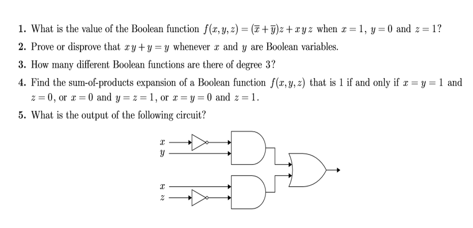 Solved 1. What is the value of the Boolean function | Chegg.com