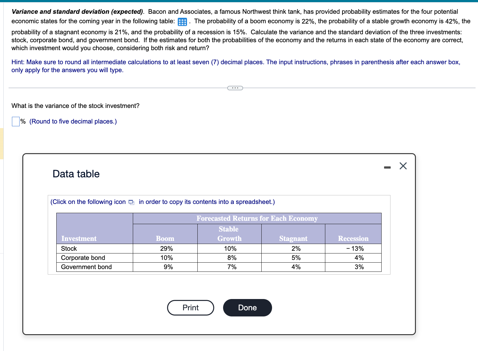 Solved Variance and standard deviation (expected). ﻿Bacon | Chegg.com