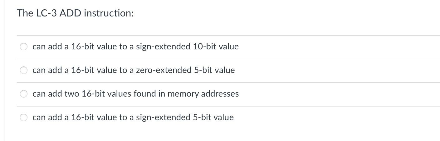 Solved The LC-3 ADD instruction: can add a 16-bit value to a | Chegg.com