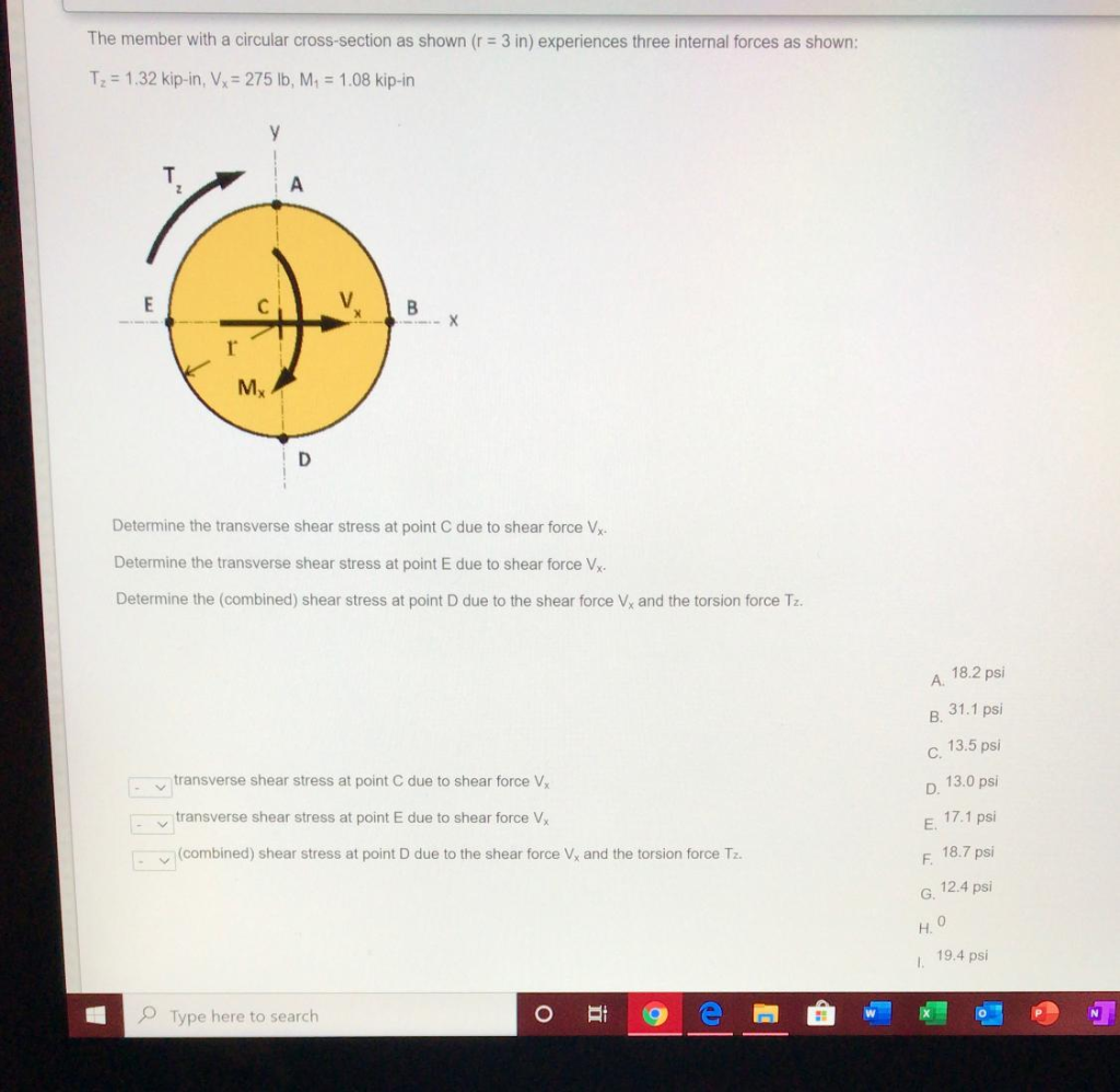Solved The member with a circular cross-section as shown (r | Chegg.com
